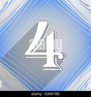 number four icon symbol Flat modern web design with long shadow and ...