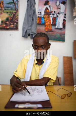 A Somali artist works in the Centre for Research and Dialogue (CRD) art ...