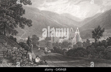 Tintern, Monmouthshire, Wales, by Henry Gastineau, antique print 1835 ...