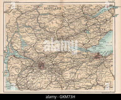 Central Scotland. Edinburgh. Glasgow. BARTHOLOMEW 1898 old antique map ...