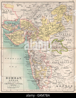 Map of Bombay, Berar, and part of Central India, 1902. Creator: Unknown ...
