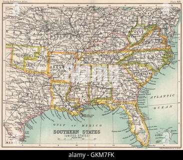 Southern States (United States). Deep South. Indian Territory. USA 1898 ...