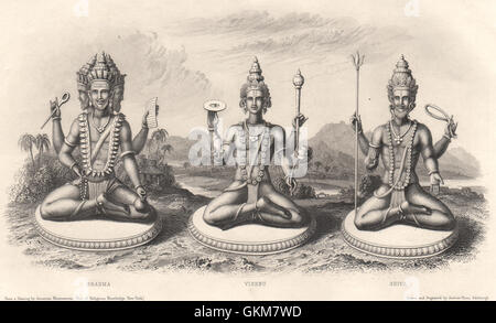 The Trimurti or Hindu Trinity Brahma Vishnu & Shiva Stock Photo - Alamy