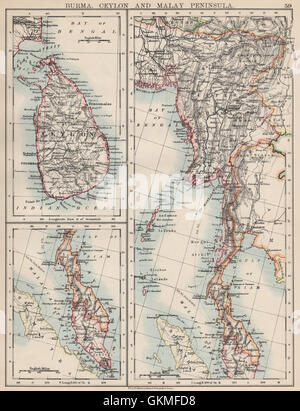 BURMA CEYLON SIAM MALAY PENINSULA. Assam Singapore Thailand, 1900 ...