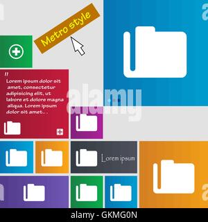 Document folder icon sign. Metro style buttons. Modern interface website buttons with cursor ...