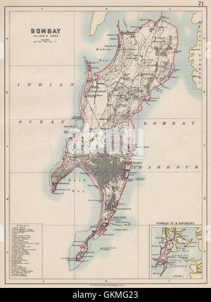BOMBAY ISLAND. City connected by Zion causeway. Mumbai. JOHNSTON, 1899 ...
