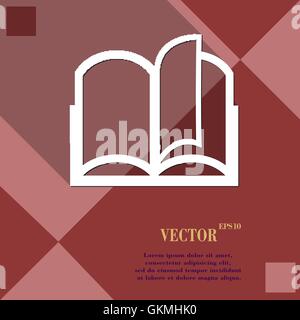Open book icon symbol Flat modern web design with long shadow and space ...
