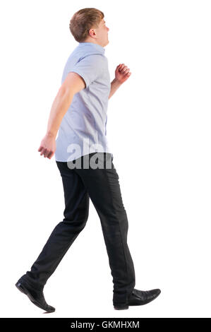 back view of running business man Stock Photo - Alamy