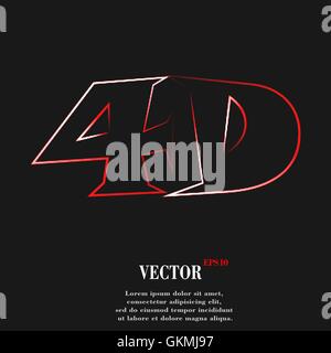 4D icon symbol Flat modern web design with long shadow and space for ...