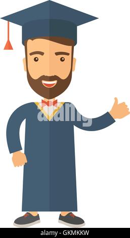 young graduate man face cartoon vector illustration graphic design ...