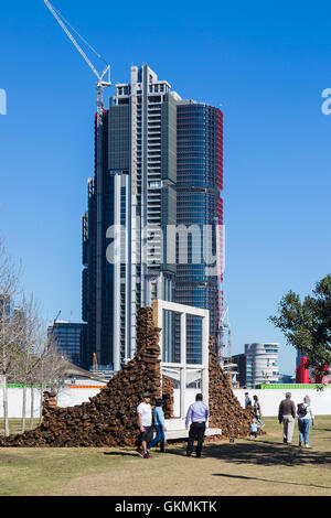 Sculpture at Barangaroo showing artwork titled Empirical View, 2016, a ...