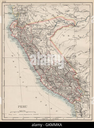 PERU. Border as before Peru-Ecuador war (1941). JOHNSTON 1910 old ...
