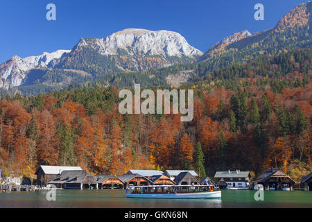 A tour boat on the lake Königssee near Schönau (Germany), 08 December ...