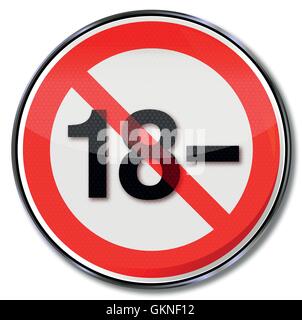 Under eighteen sign. Under 18, adults only warning sign Stock Vector ...