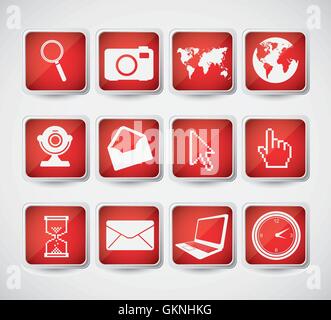 laptop computer arrows magnifying glass speech bubble Stock Vector ...