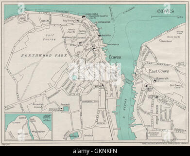COWES vintage town/city plan. Isle of Wight. WARD LOCK 1948 old vintage ...