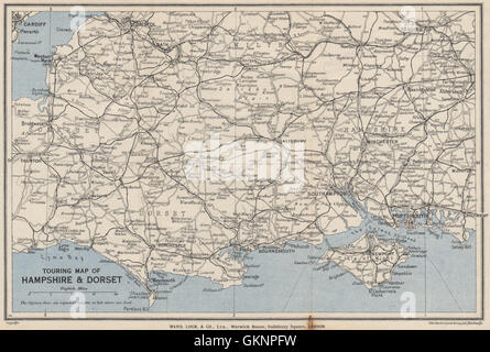 TOURING MAP OF HAMPSHIRE & DORSET. Wiltshire Somerset. WARD LOCK 1947 ...