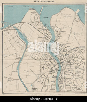 INVERNESS town/city plan. Scotland. BARTHOLOMEW, 1911 antique map Stock ...