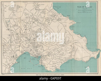 TORQUAY vintage town/city plan. Devon. WARD LOCK, 1932 vintage map ...