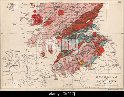SOUTHERN SCOTLAND Geological map. STANFORD 1907 old antique plan chart ...