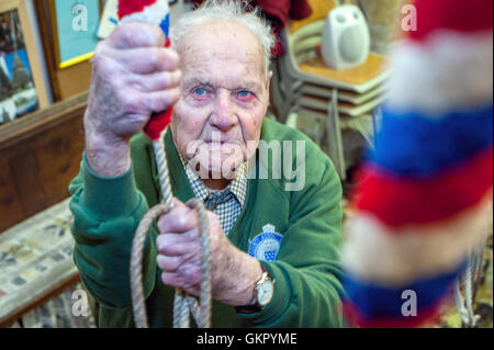 Frank Brooks, aged 99, the country's oldest campanologist, ringing the ...