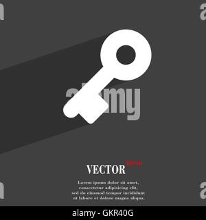 Key icon symbol Flat modern web design with long shadow and space for ...