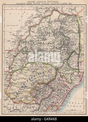 Map of South African republic, Orange Free State and Natal circa 1900 ...