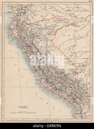 PERU. Border as before Peru-Ecuador war (1941). JOHNSTON 1910 old ...