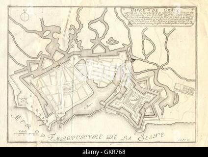 Plan of Havre de Grace. Le Havre raid 1759 by Admiral Rodney. GENTS MAG ...
