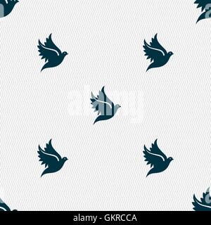 Dove icon sign. Seamless pattern with geometric texture. Vector ...