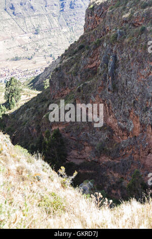 interesting cemetery built into a cliff by the Incas in this ancient ...