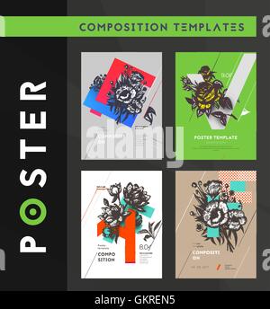 Creative design of business brochure set, abstract horizontal cover ...