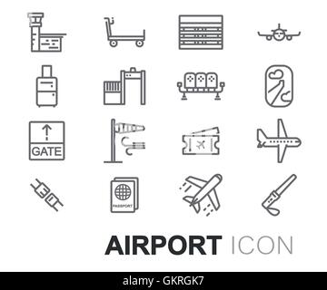 Airport vector line icons set. Airport, Terminal, Check-in, Terminal ...