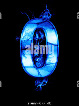 zero, illustration of number with chrome effects and red fire o Stock ...