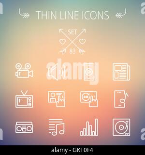group icon linear thin line icon graphics set black and white Stock ...
