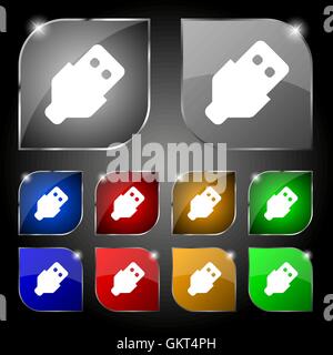 Network icon sign. Set of ten colorful buttons with glare. Vector ...