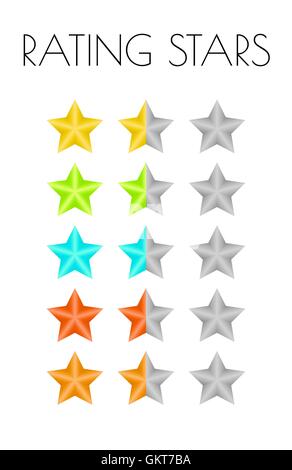Icon with red five stars rating lettering. Star icon. Vector illustration. Stock image. EPS 10 ...