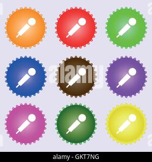 Microphone icon set with different sound wave levels. Editable vector ...