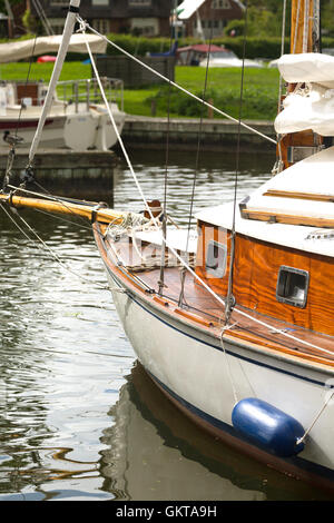 Yachts moored at Village of Ranworth. Malthouse Broad. Norfolk Broads ...