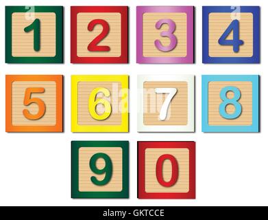 Wooden number blocks - vector illustration Stock Vector Image & Art - Alamy