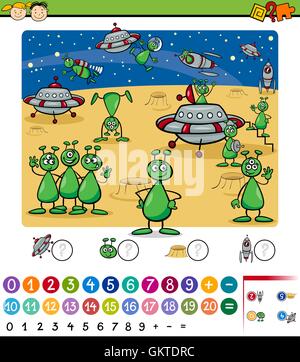 Cartoon space numbers, funny math and astronomy science. Kids education ...