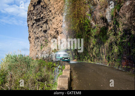 Madeira car wash waterfall Stock Photo - Alamy