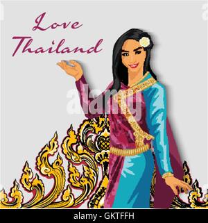Thai background design element pattern stage backdrop vector ...