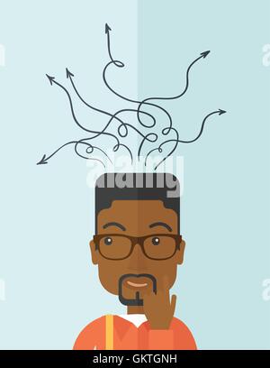 Person Confused to Choose the Direction, Vector Cartoon Stick Figure ...