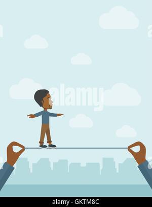 Black Businessman walking on wire Stock Vector Image & Art - Alamy