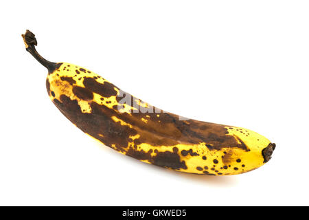 over ripe, overripe, over-ripe bunch of bananas isolated on a white ...