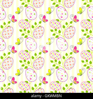 seamless pattern with Easter egg on green grass with butterfly Stock ...