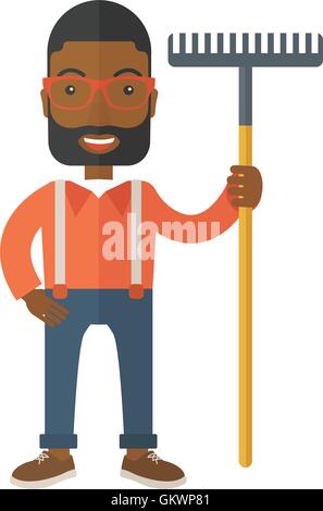 Man with a mustache holding rake Stock Vector Image & Art - Alamy
