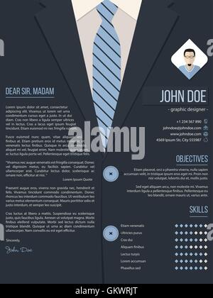 Cool cover letter resume template with business suit background Stock ...