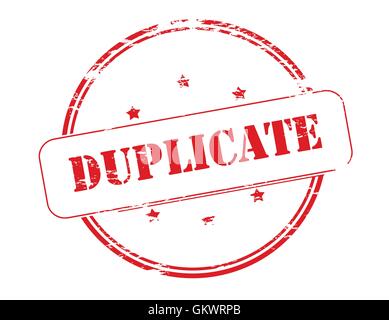 Grunge red duplicate word round rubber seal stamp on white background ...